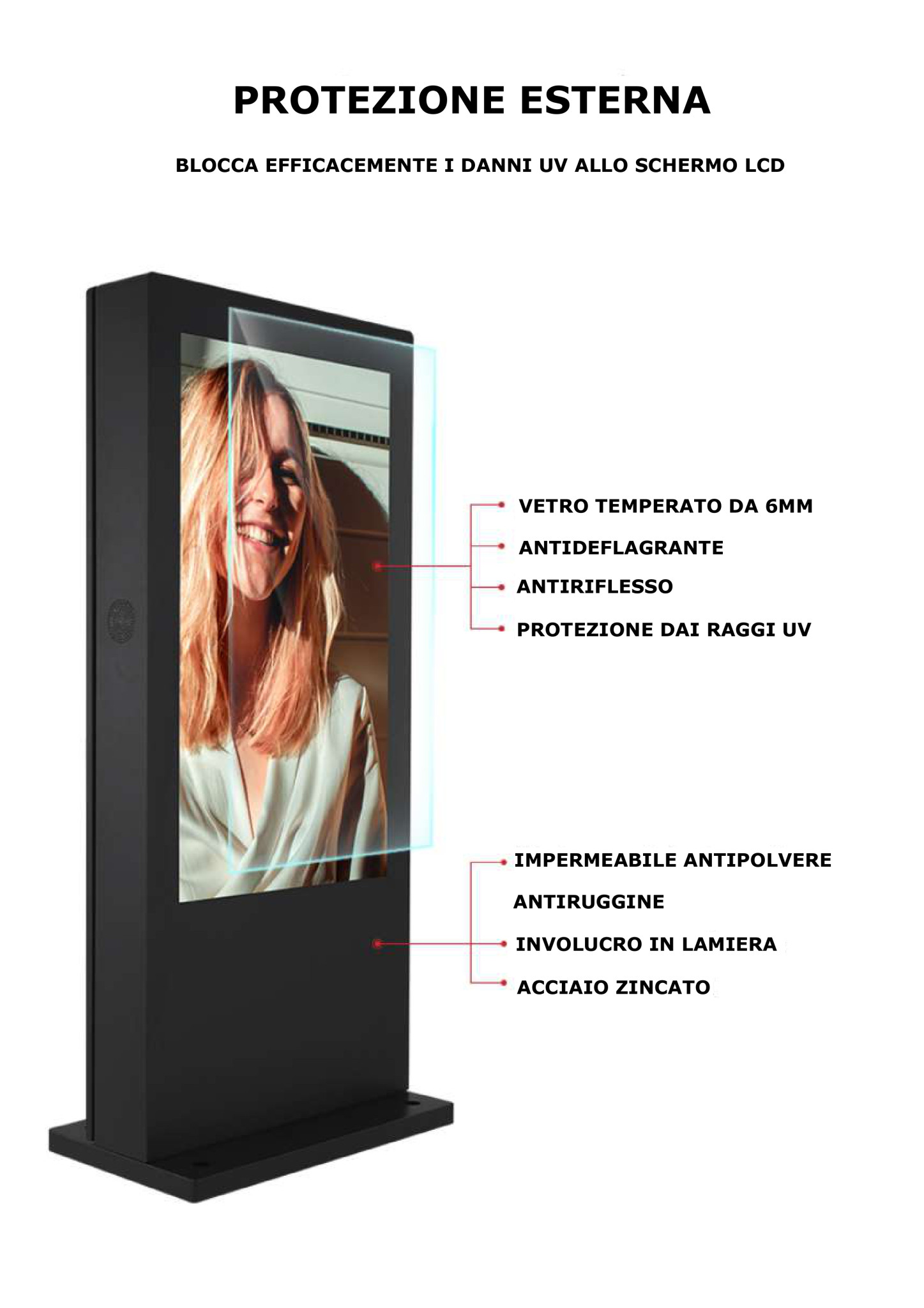 Totem LCD ad alta luminosità da esterno 2500 nits/3500 nits - Vela System